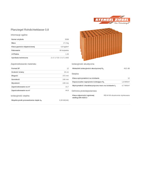 Planziegel Rohdichteklasse 0,8 - Stengel Ziegel - Qualitative ...